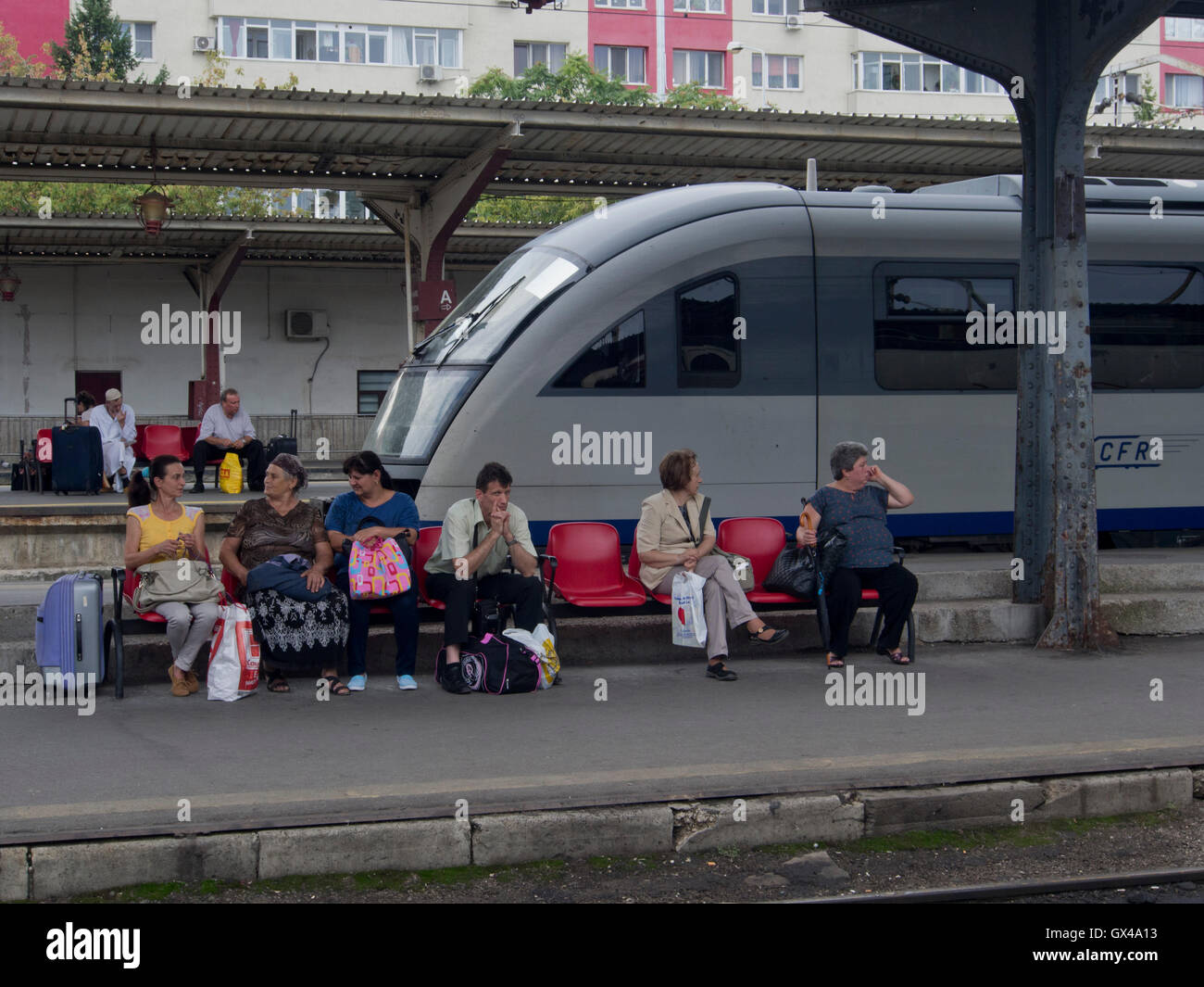 Passengers at platform at the Bucharest Nord train station. Romania ...