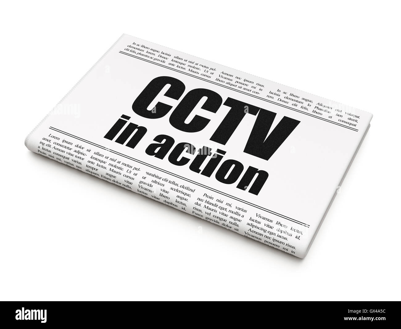 Protection news concept: newspaper headline CCTV In action Stock Photo ...