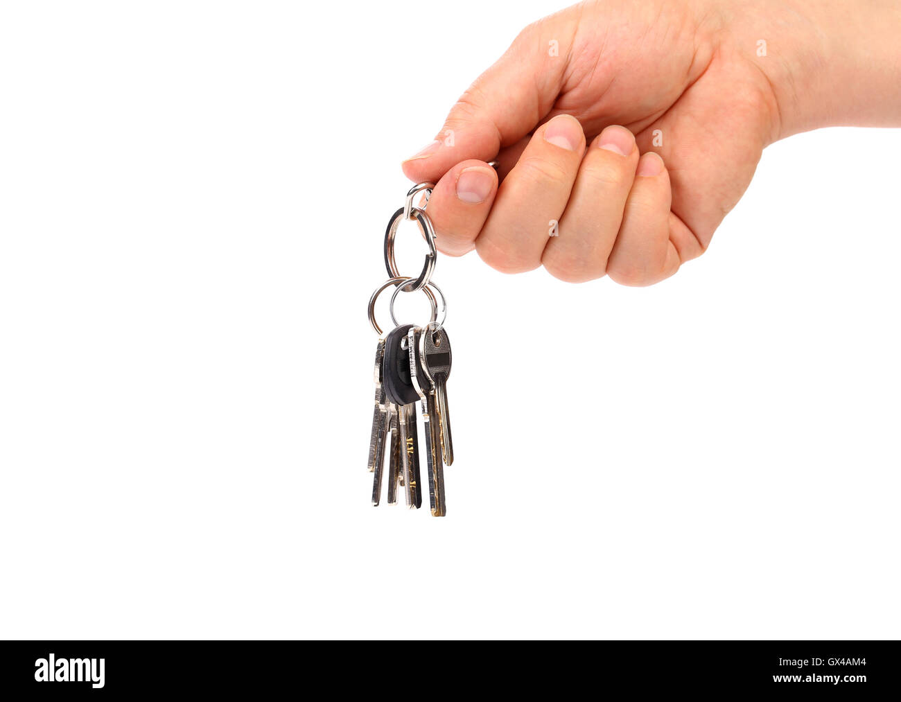Hand holds bunch of keys Stock Photo - Alamy