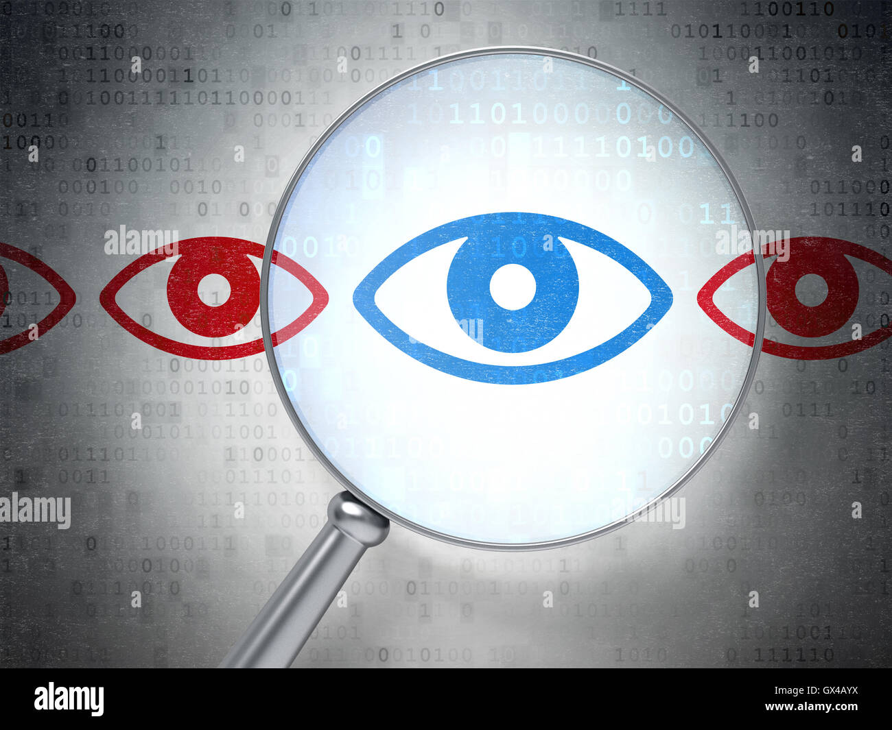 Privacy concept: Eye with optical glass on digital background Stock ...