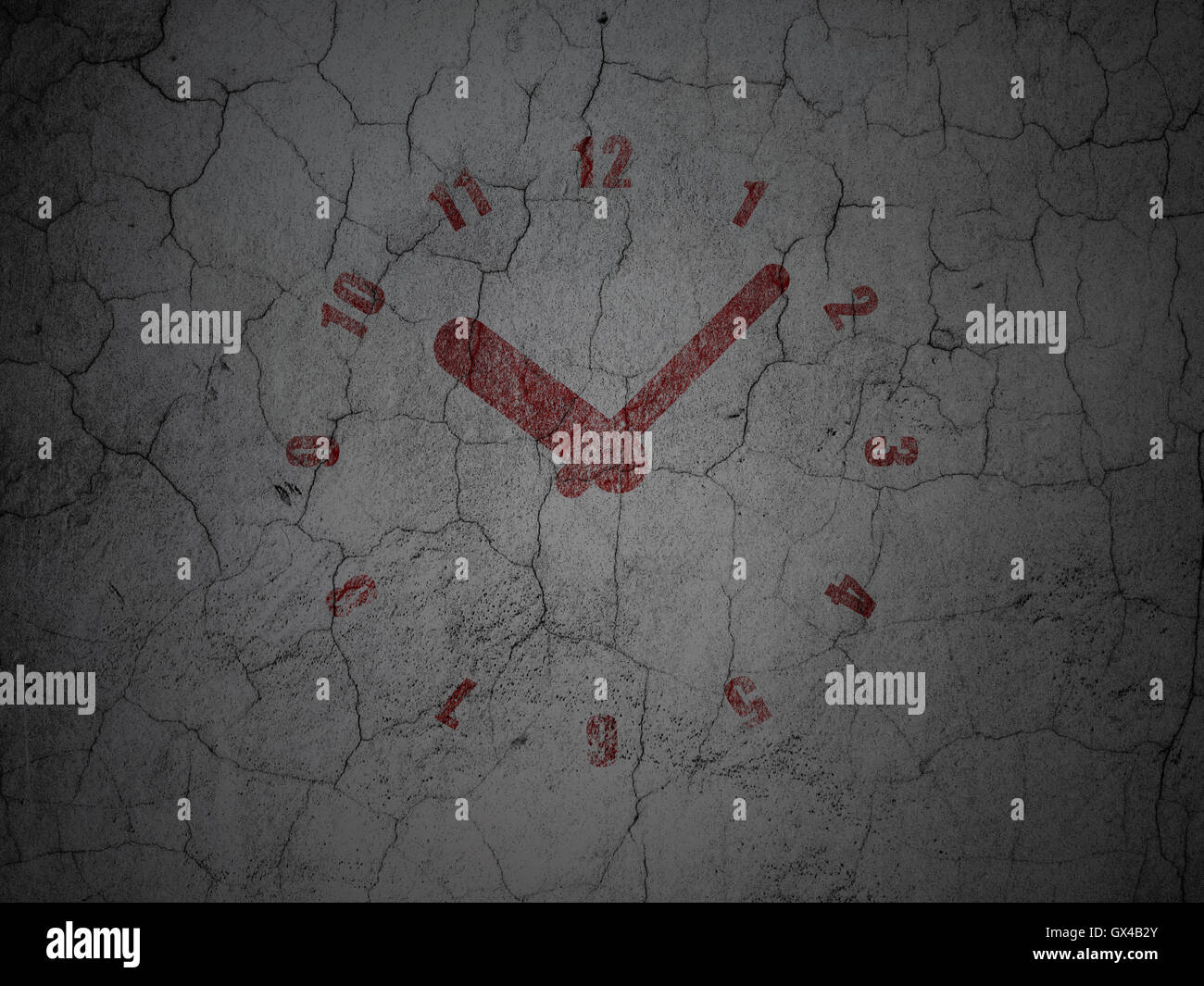 Time concept: Clock on grunge wall background Stock Photo - Alamy