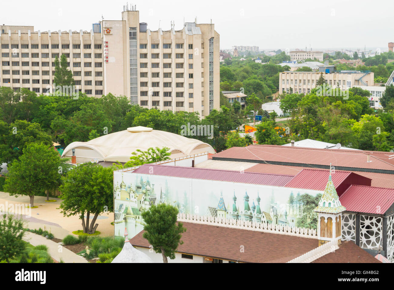 A view of the city of Yevpatoria in the Crimea from the bird's pallet ...
