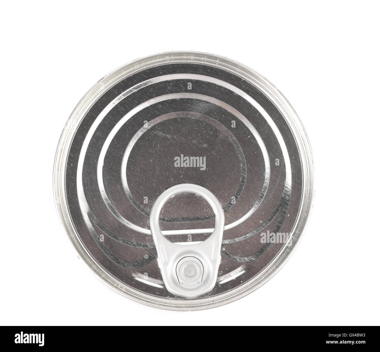 Metal tin conserve can, top view Stock Photo - Alamy