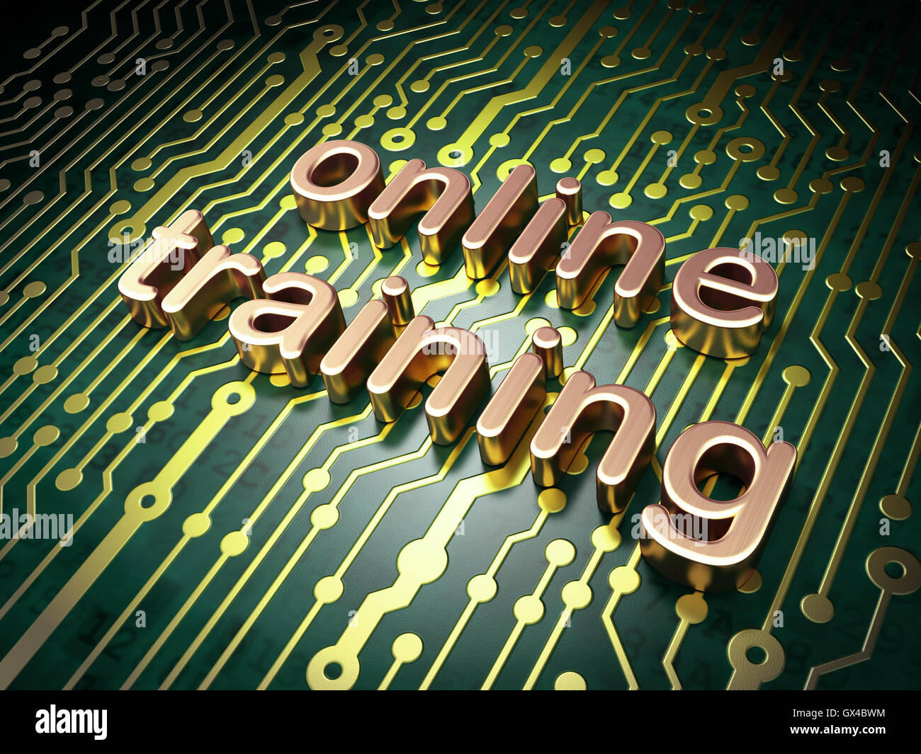 Education concept: Online Training on circuit board background Stock ...