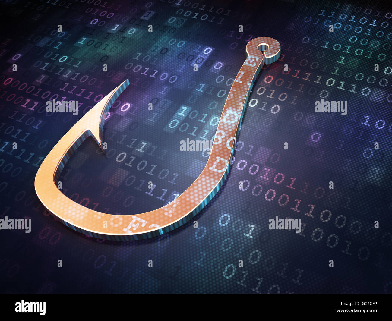 Security concept: Golden Fishing Hook on digital background Stock Photo ...