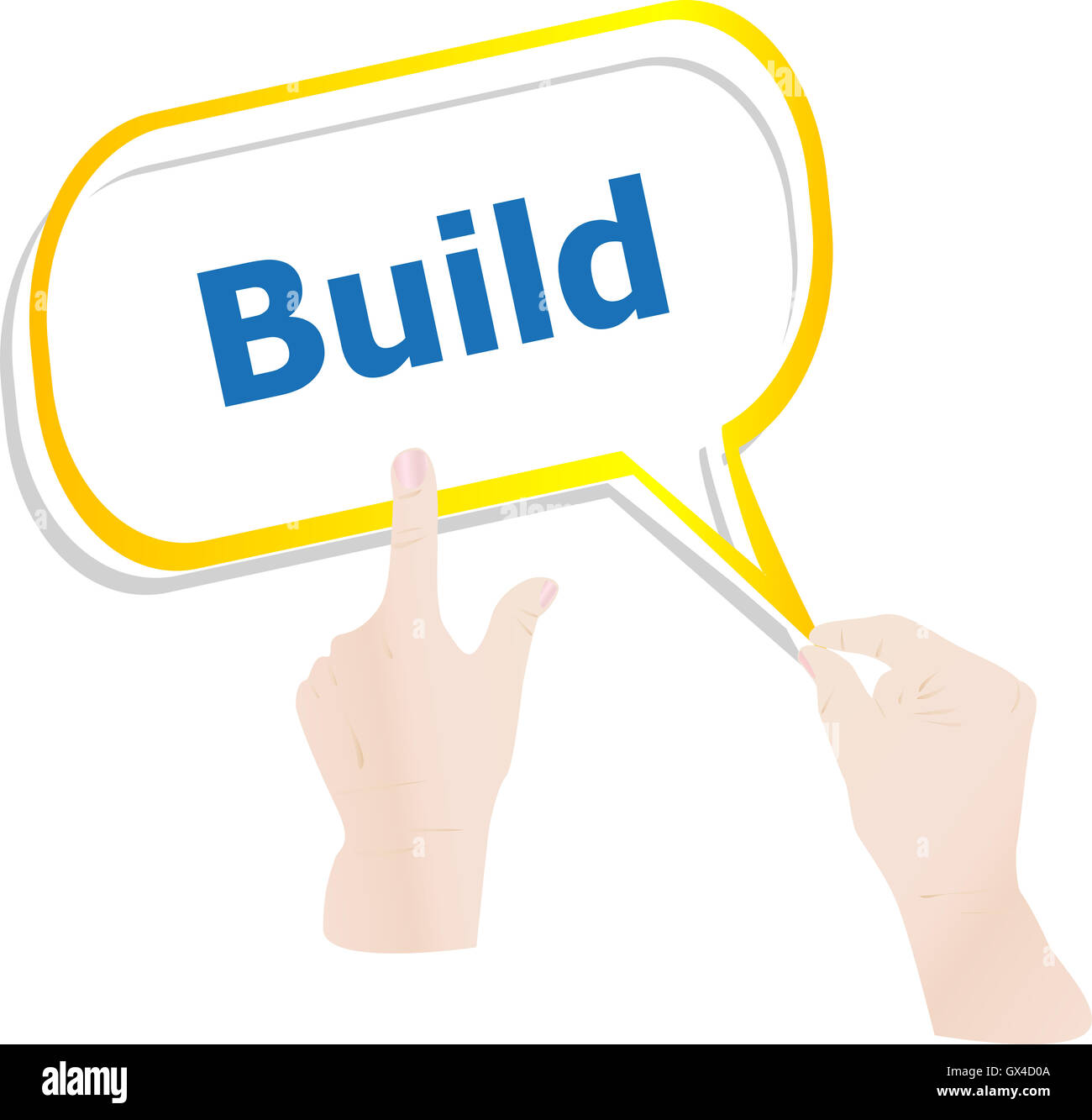 hands holding abstract cloud with build word Stock Photo - Alamy