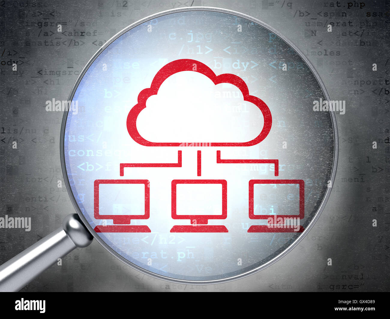 Cloud computing concept: Cloud Network with optical glass on di Stock ...