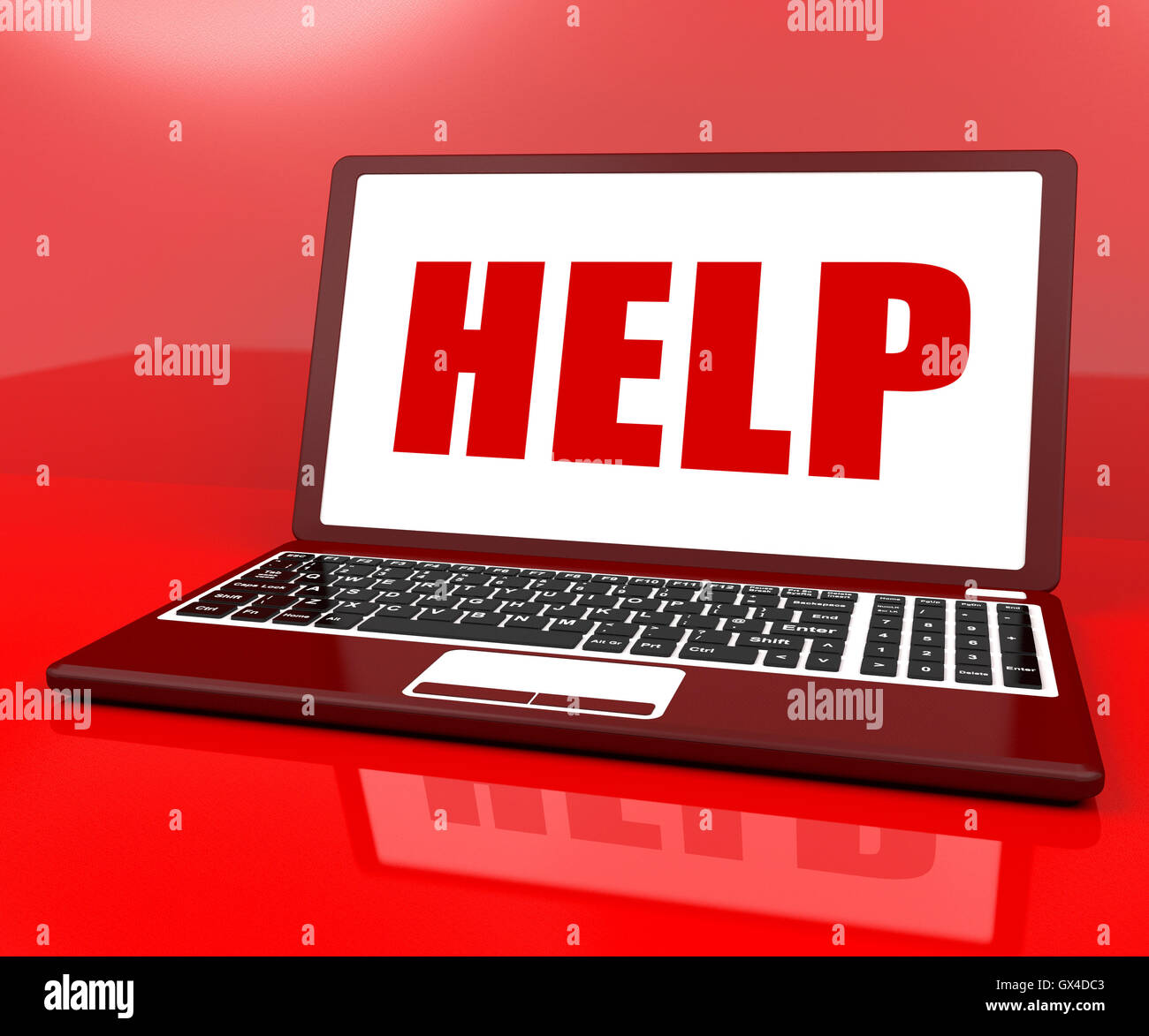 Help On Laptop Shows Customer Service Helpdesk Or Support Stock Photo ...