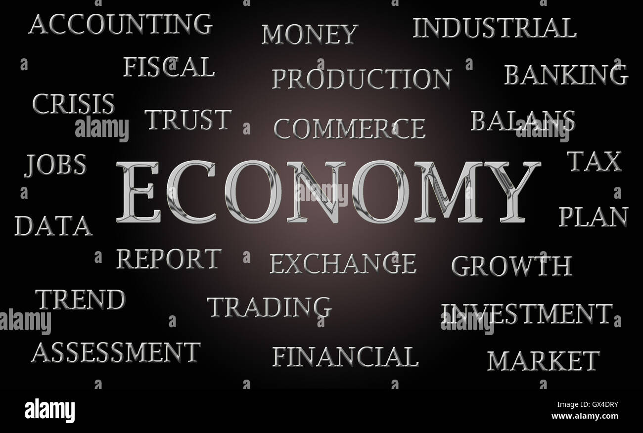 Economy word cloud Stock Photo - Alamy