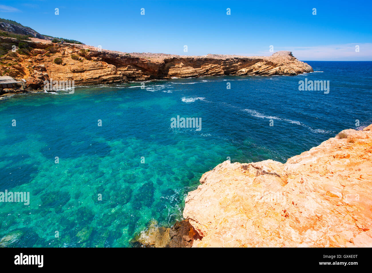 Ibiza Punta de Sa Galera beach in San Antonio Stock Photo - Alamy