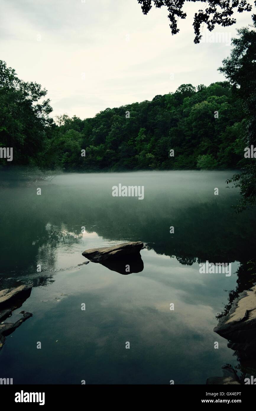 There is a light fog over the river Stock Photo - Alamy