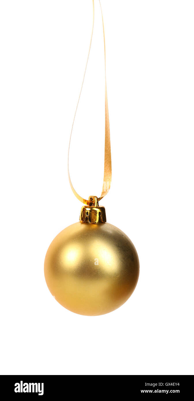 golden dull christmas ball on white background Stock Photo - Alamy