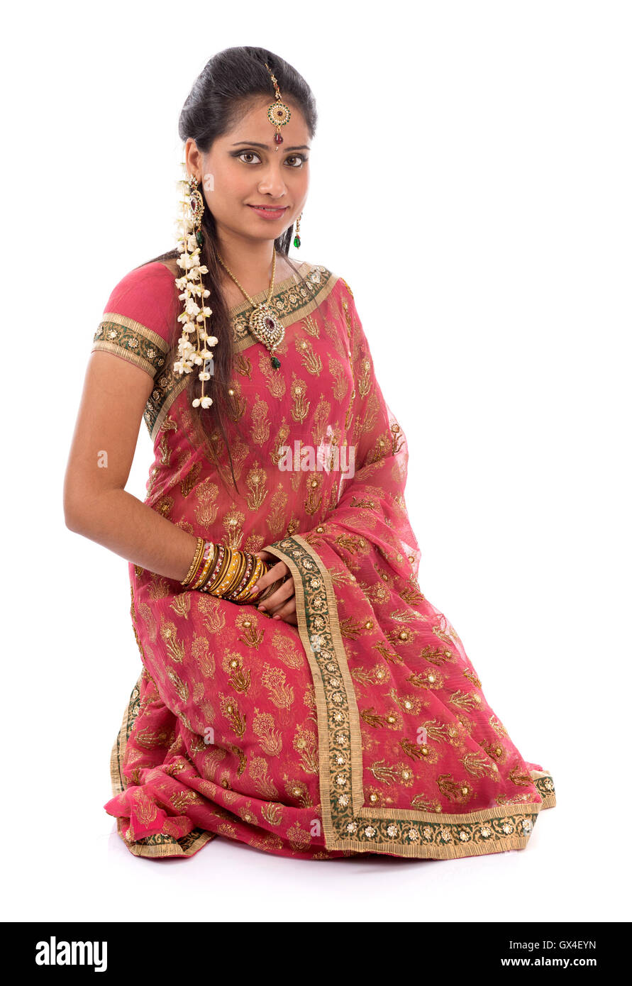 Indian girl in sari clothes Stock Photo - Alamy