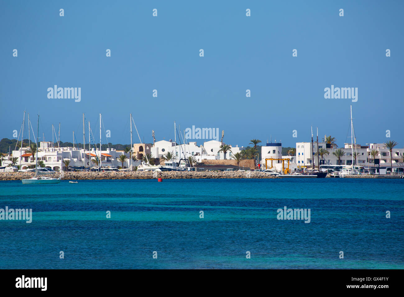 La Savina Sabina village and marina in Formentera Stock Photo - Alamy