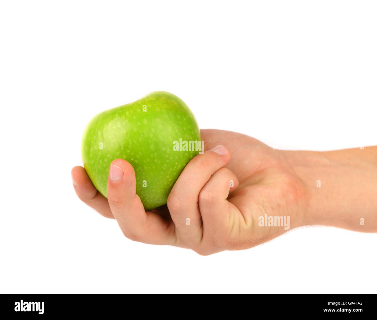 Hand with apple Stock Photo - Alamy