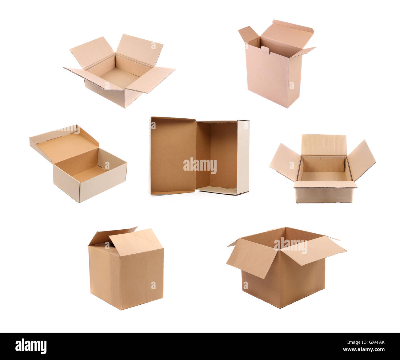 Opening variety carton boxes Stock Photo - Alamy