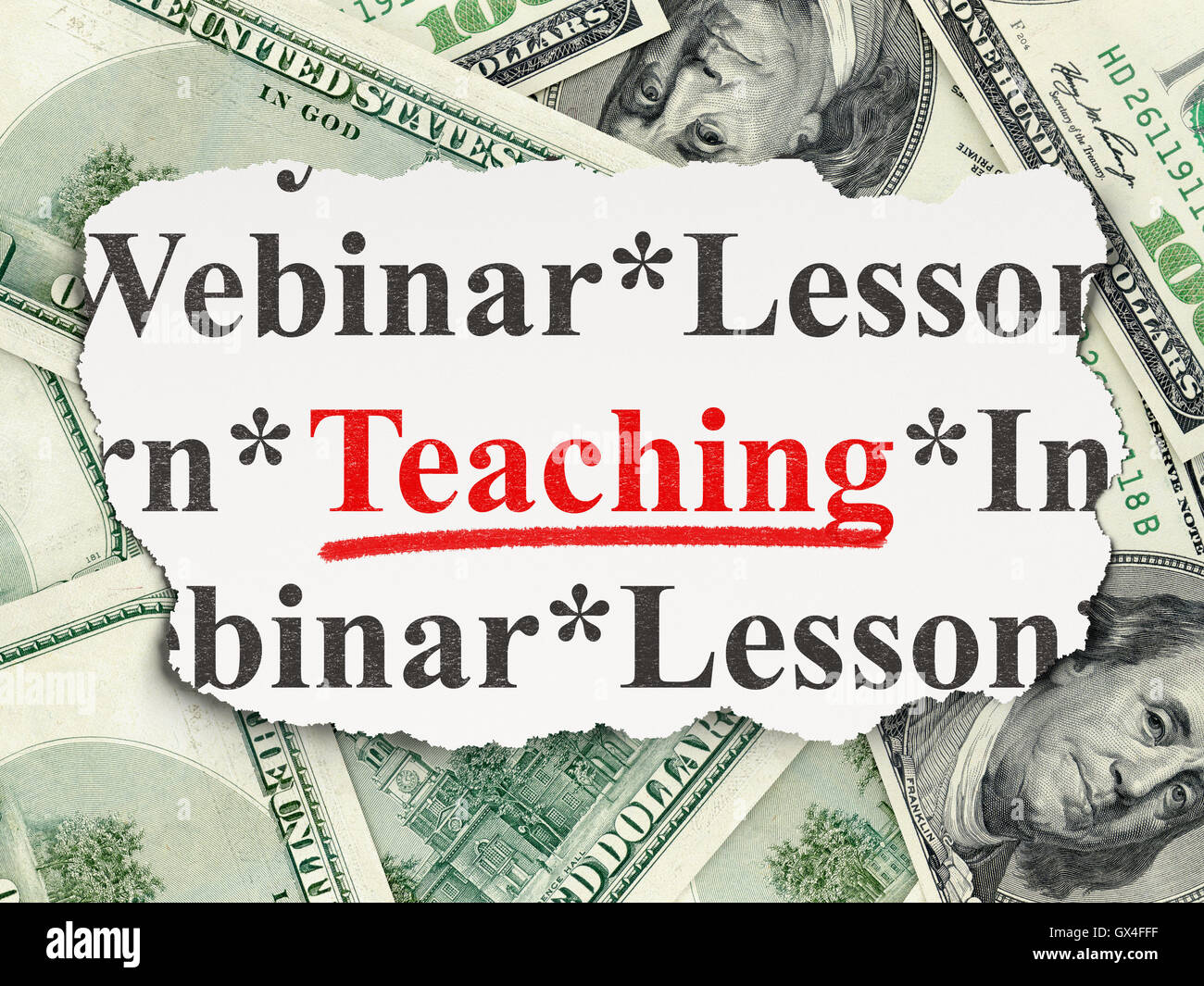 Education concept: Teaching on Money background Stock Photo - Alamy