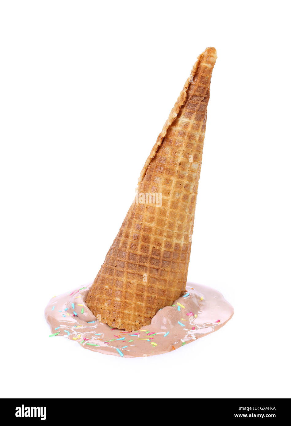 Chocolate ice cream cone fallen Stock Photo - Alamy