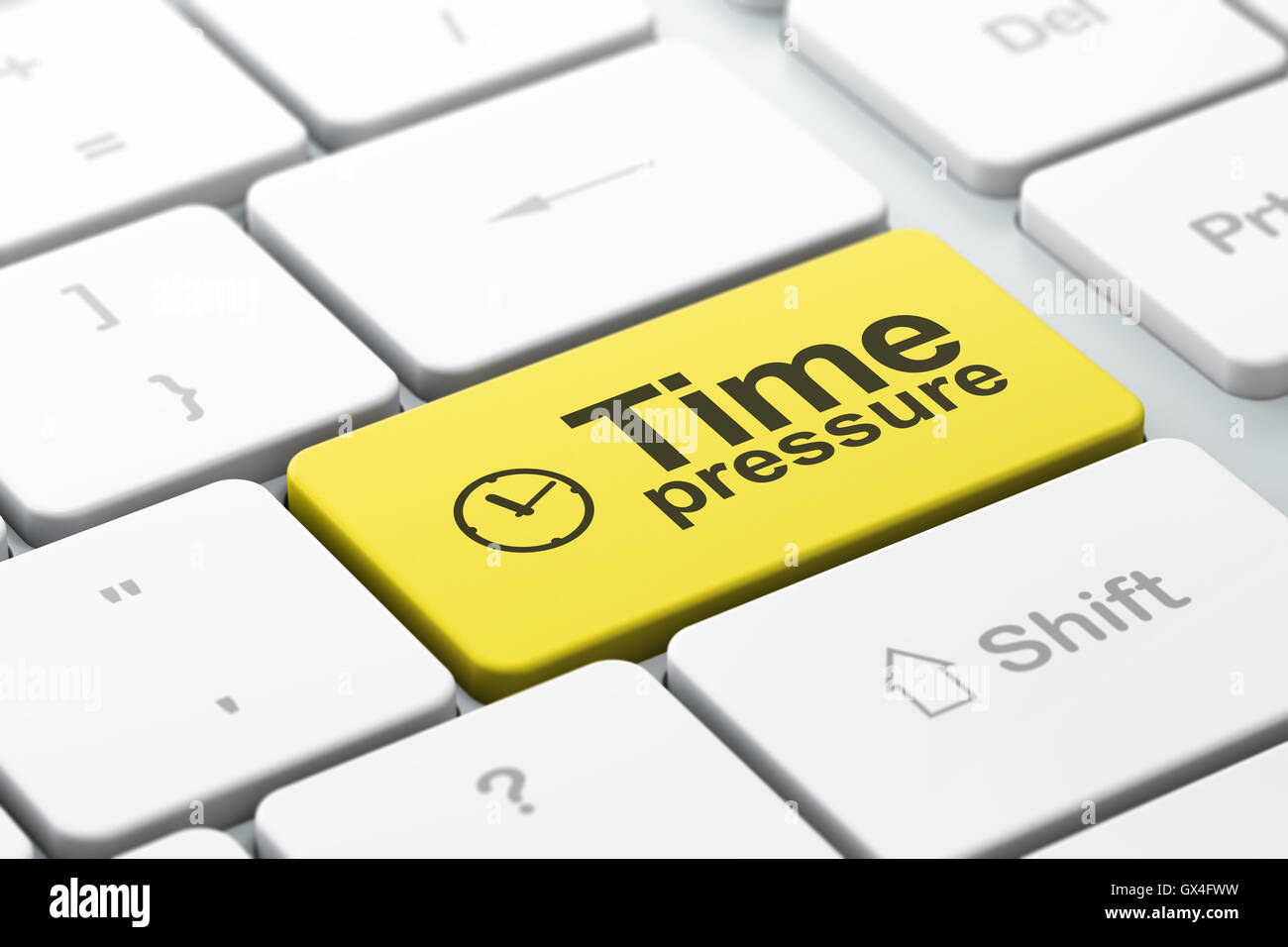 Clock and Time Pressure on computer keyboard backg Stock Photo - Alamy