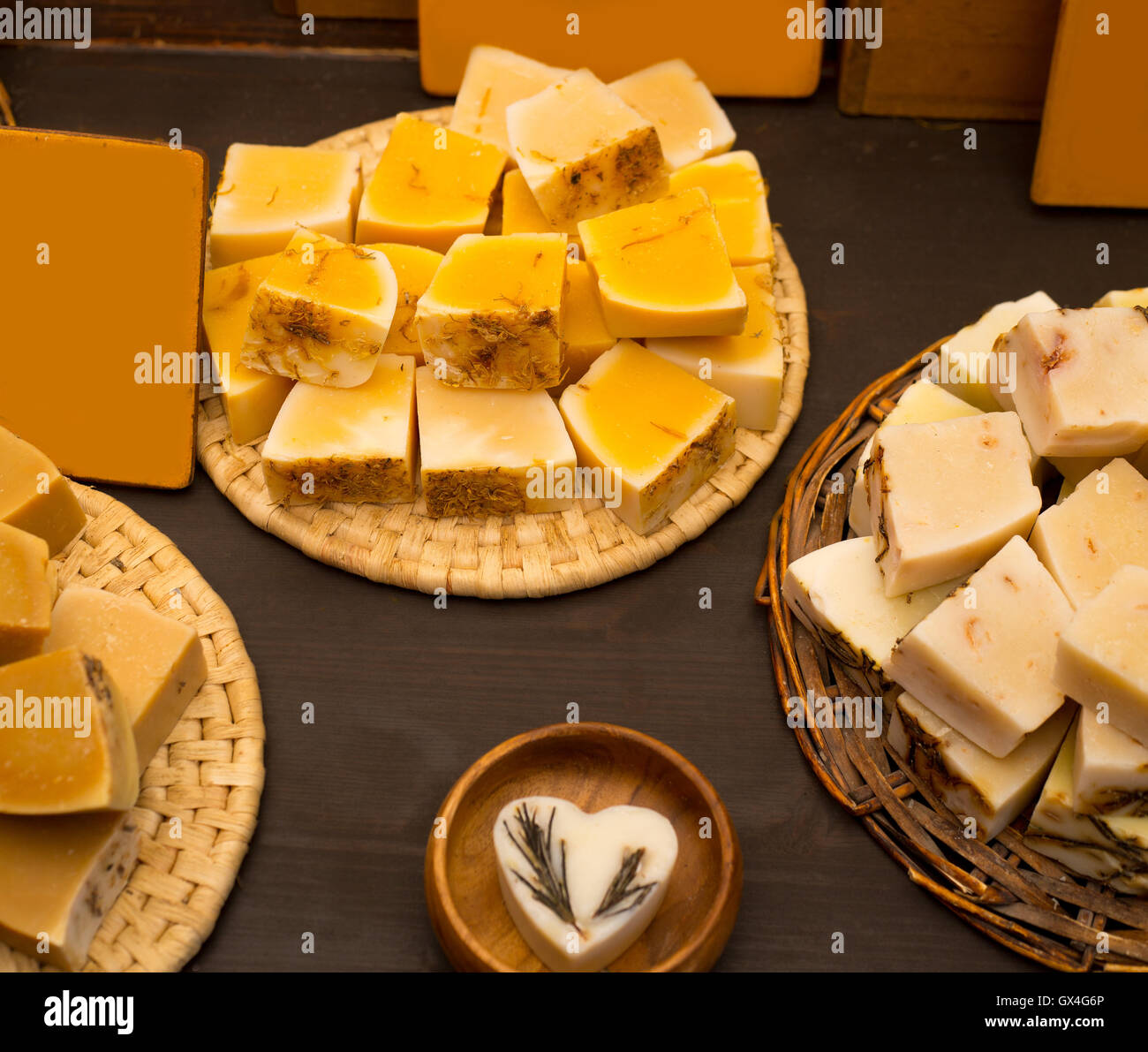 Traditional handmade soap stacked on wood Stock Photo - Alamy