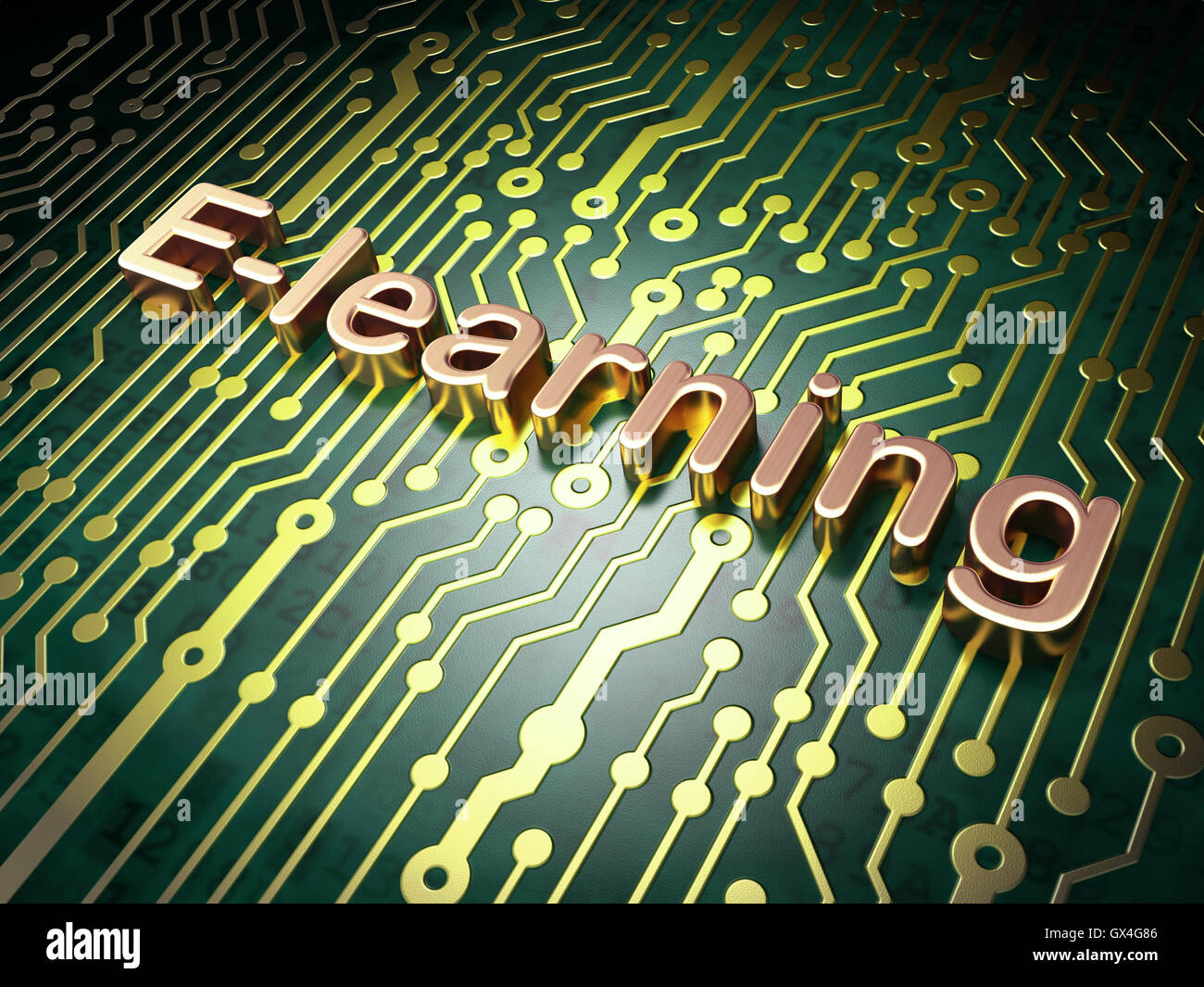 Education concept: E-learning on circuit board background Stock Photo ...