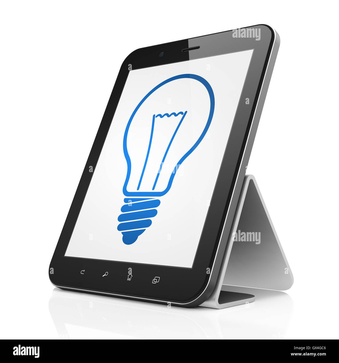 Finance concept: Light Bulb on tablet pc computer Stock Photo - Alamy