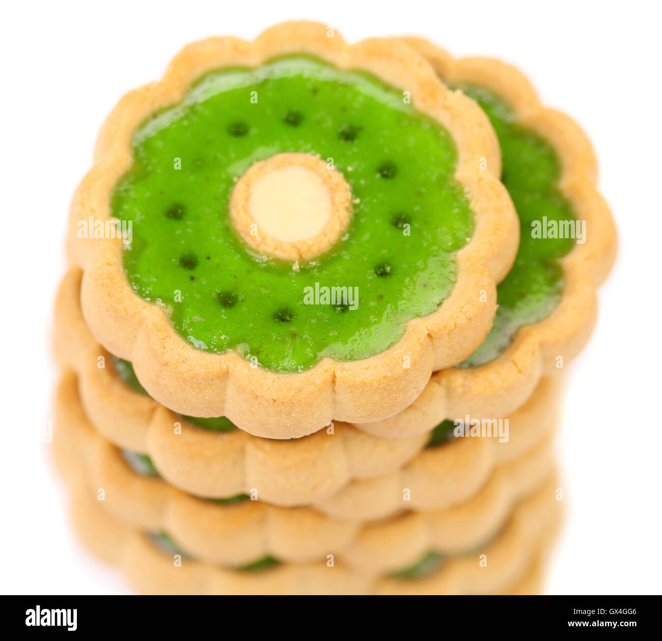 Stack of biscuit with kiwi jam. Top view Stock Photo - Alamy