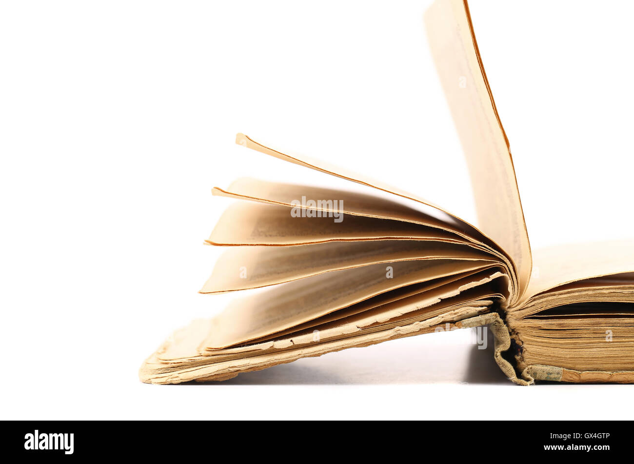 Opened old book Stock Photo - Alamy