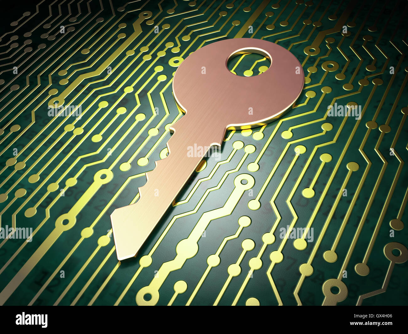Security concept: Key on circuit board background Stock Photo - Alamy
