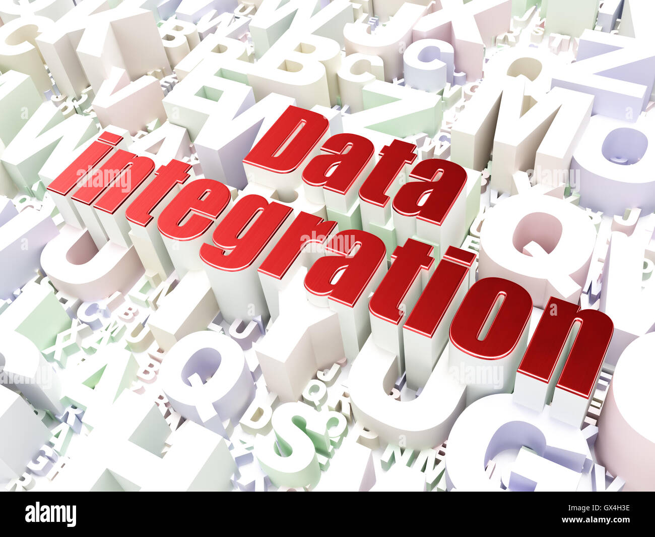 Information concept: Data Integration on alphabet background Stock ...