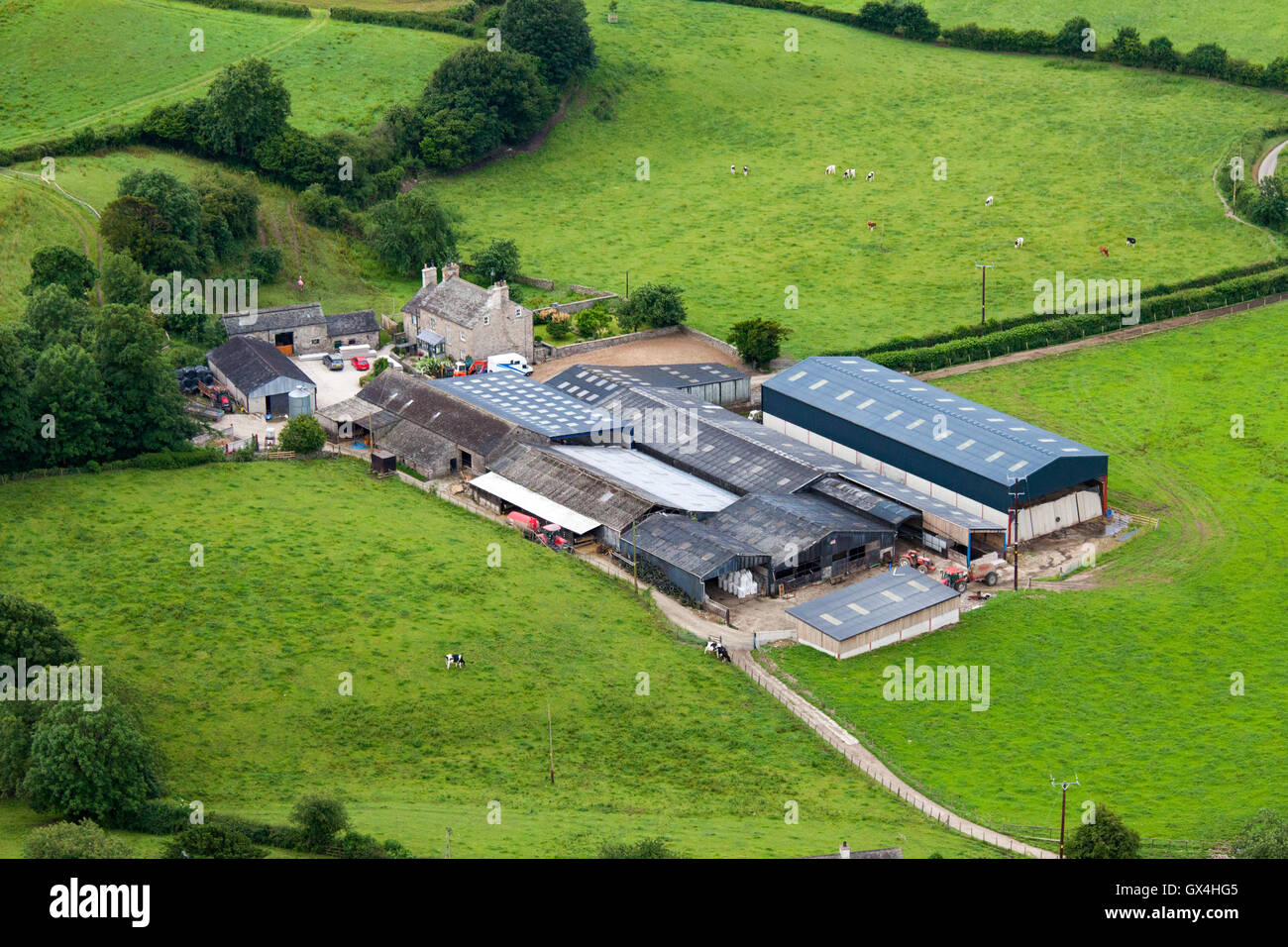 Aerial view of farm in North Yorkshire Stock Photo - Alamy