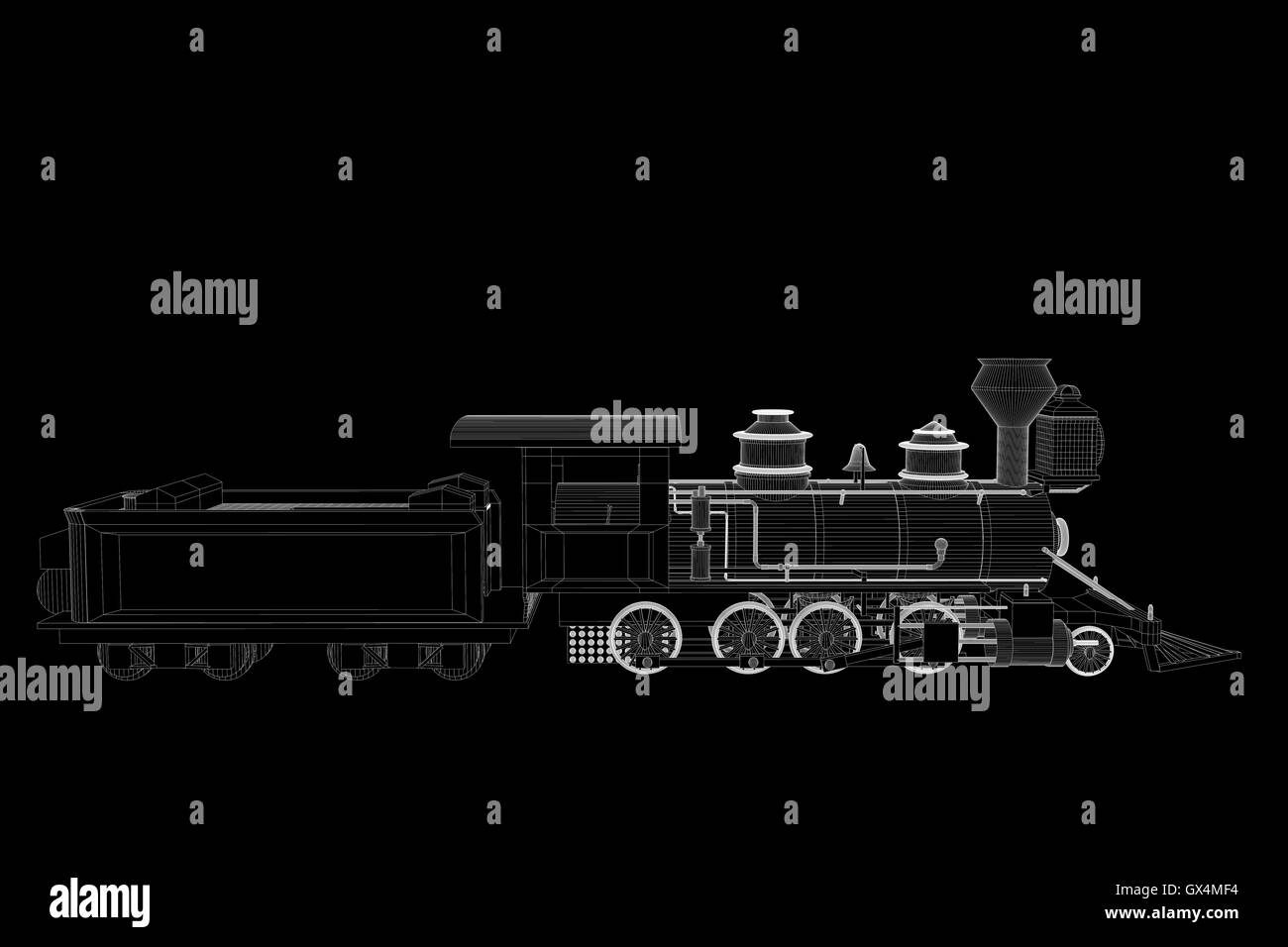 Train in Hologram Wireframe Style. Nice 3D Rendering Stock Photo - Alamy