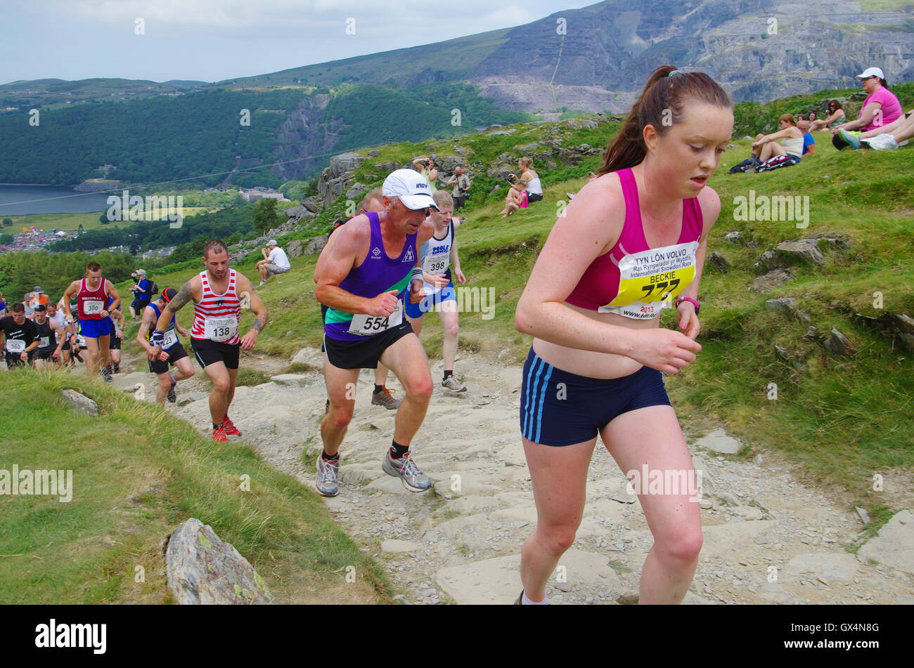 Runners in Snowdon International Mountain Race Stock Photo - Alamy