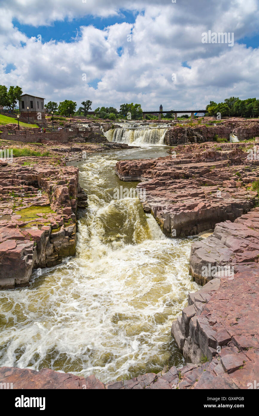 The falls of the Big Sioux River in Falls Park, Sioux City, South ...