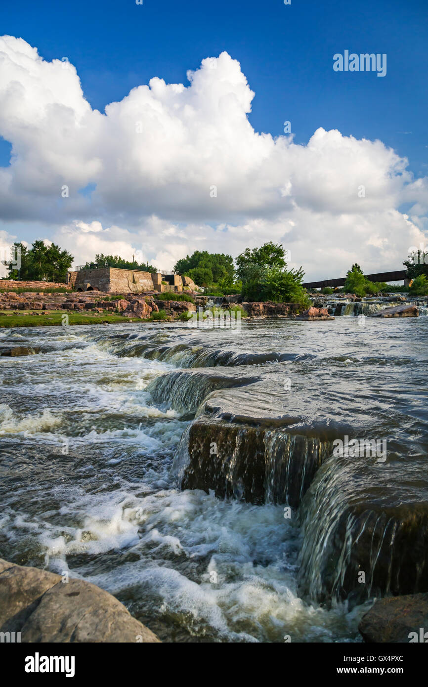 The falls of the Big Sioux River in Falls Park, Sioux City, South ...