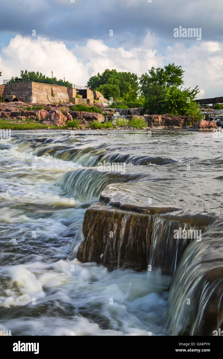 The falls of the Big Sioux River in Falls Park, Sioux City, South ...