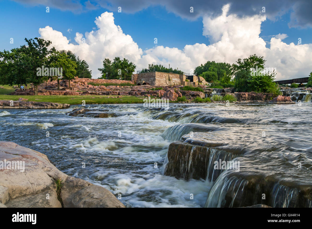 The falls of the Big Sioux River in Falls Park, Sioux City, South ...