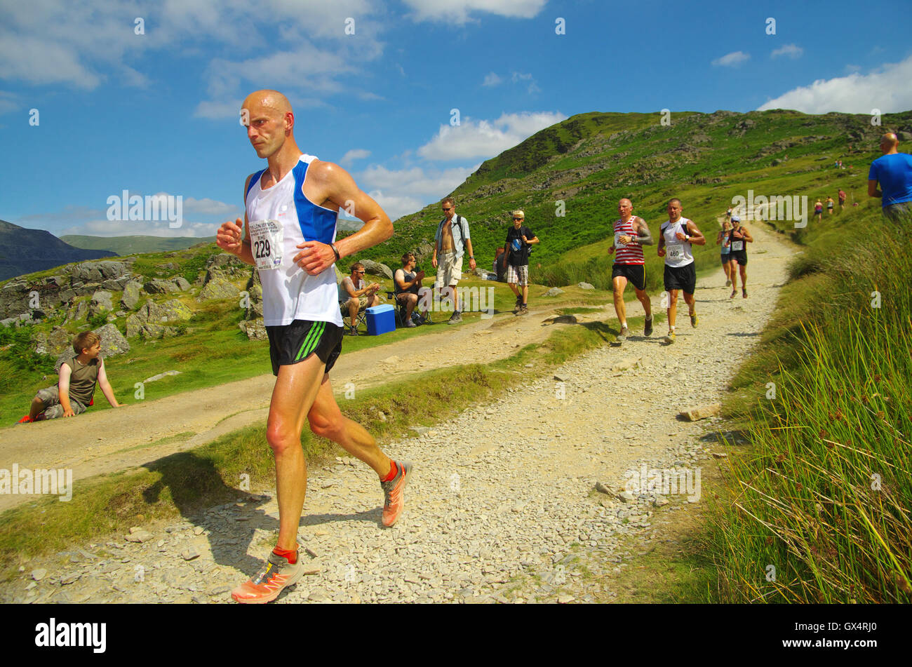 Runners at International Snowdon Mountain Race Stock Photo - Alamy