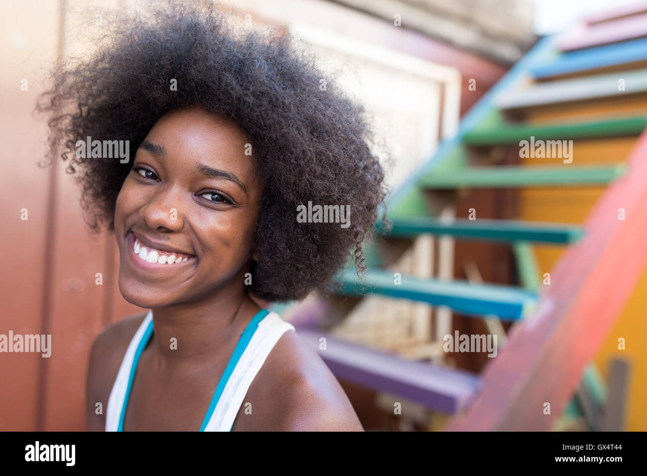 African American woman smiling Stock Photo - Alamy