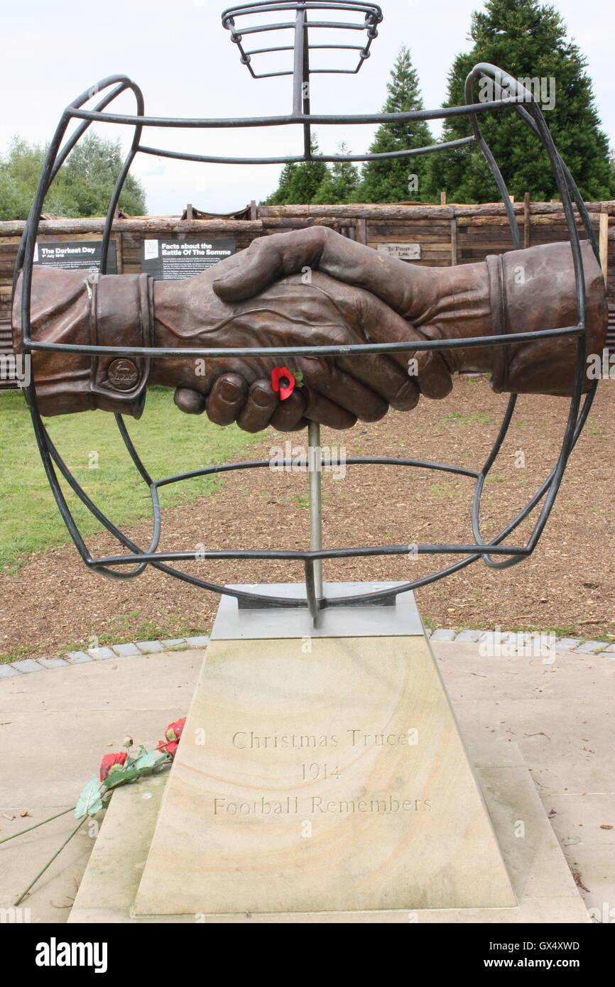 Monument to the 1914 football match on The Somme, National Arboretum ...