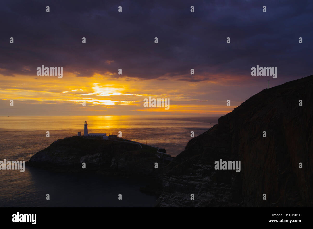 South Stack Lighthouse at Sunset, Isle of Anglesey Stock Photo - Alamy
