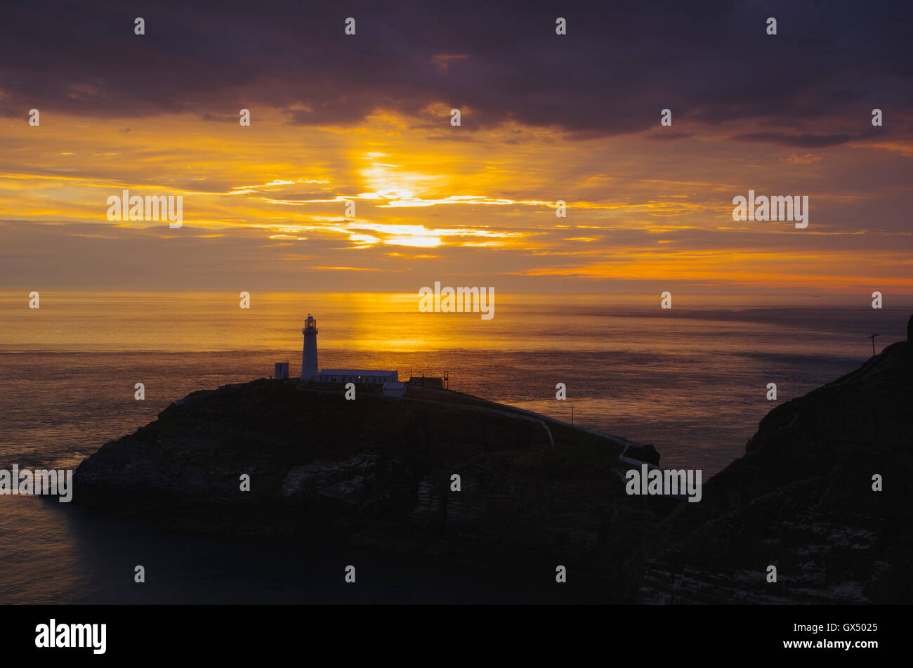 South Stack Lighthouse at Sunset, Isle of Anglesey Stock Photo - Alamy