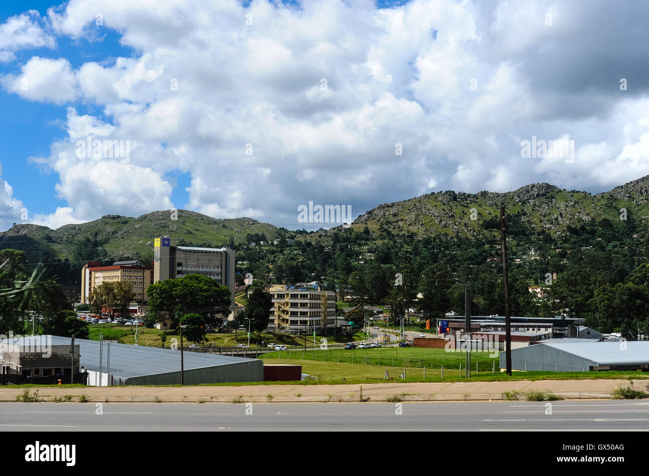 Center of Mbabane, the capital and largest city of Swaziland. The ...