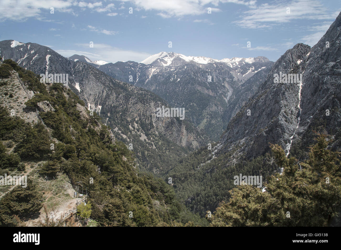view of Samaria Gorge, longest gorge in Europe, in Crete, Greece Stock ...
