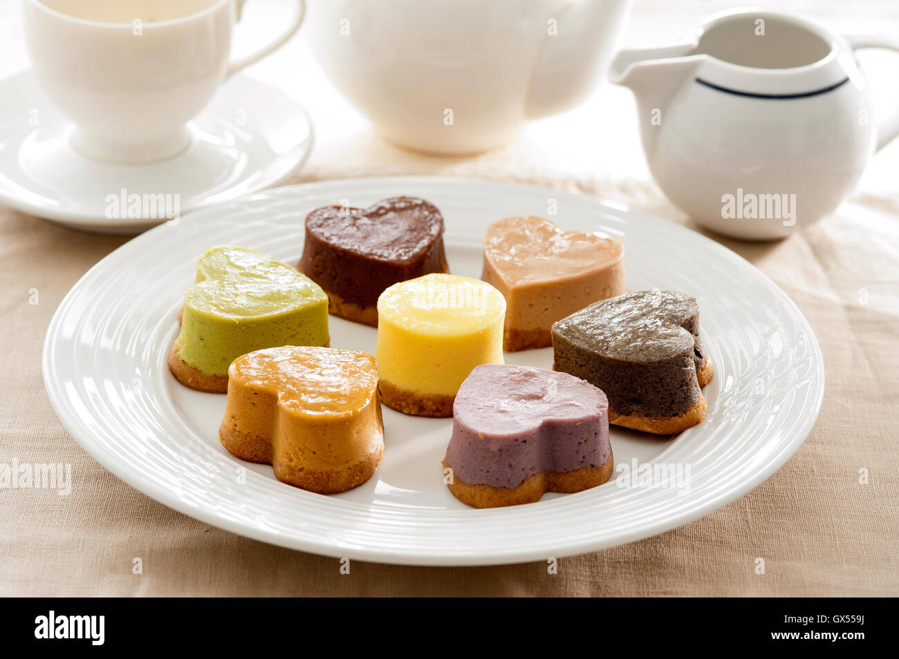 Colorful heart shape cheese cake for Valentines Stock Photo - Alamy