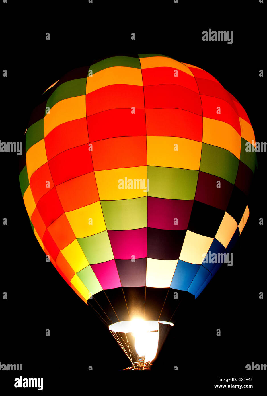 Hot air balloon at night Stock Photo - Alamy