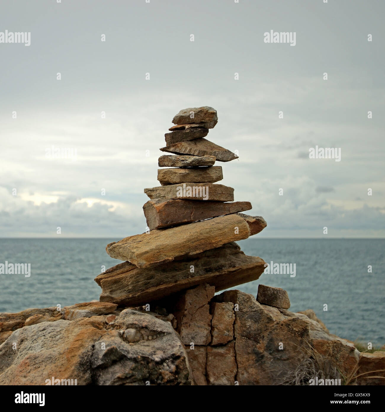 cairn, stack of stones on the sea coast Stock Photo - Alamy