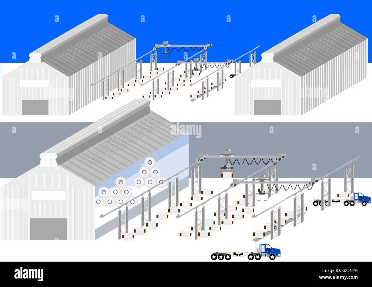 Industrial process with automated dispatch of materials. Economy 4.0 ...