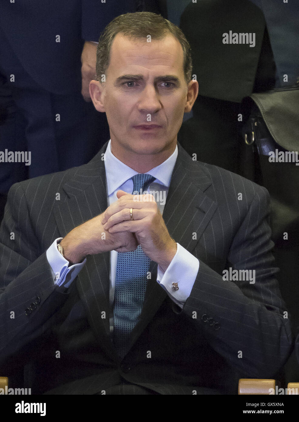 King Felipe VI of Spain speaks during the closing ceremony of the ...
