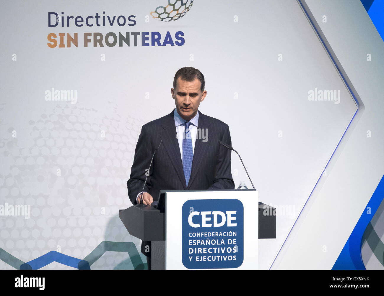 King Felipe VI of Spain speaks during the closing ceremony of the ...